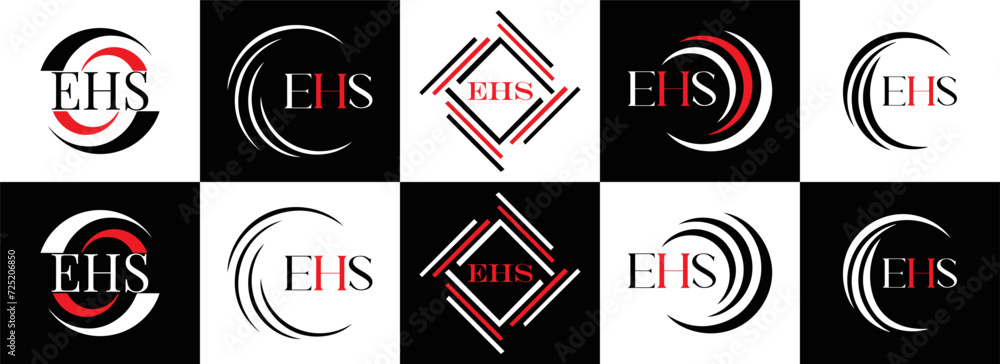 EHS logo. E H S design. EHS letter. EHS, E H S letter logo SET design ...
