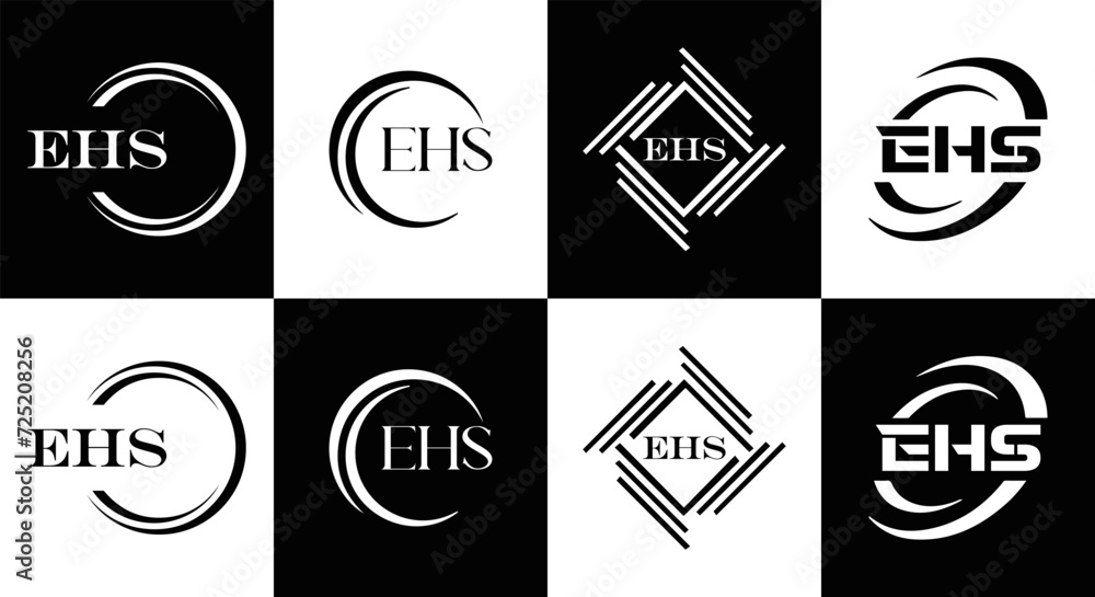 EHS logo. E H S design. EHS letter. EHS, E H S letter logo SET design ...