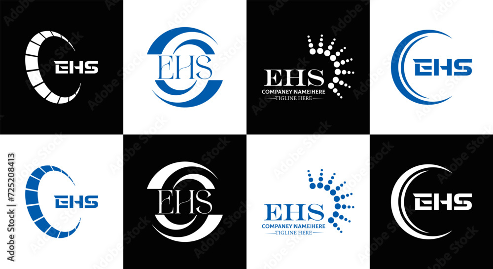 EHS logo. E H S design. EHS letter. EHS, E H S letter logo SET design. Initial letter EHS linked ...