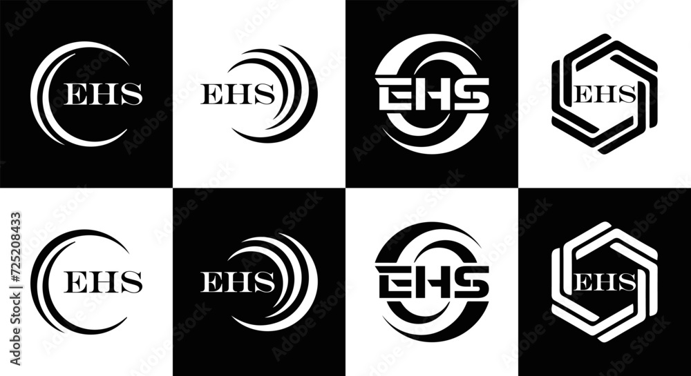 EHS logo. E H S design. EHS letter. EHS, E H S letter logo SET design ...