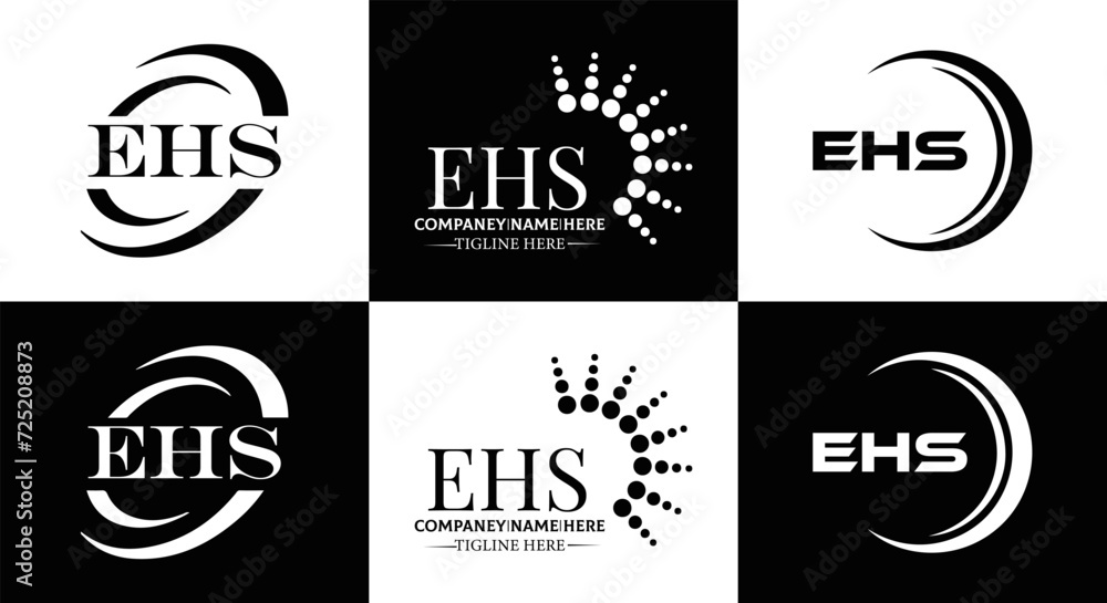 EHS logo. E H S design. EHS letter. EHS, E H S letter logo SET design. Initial letter EHS linked ...