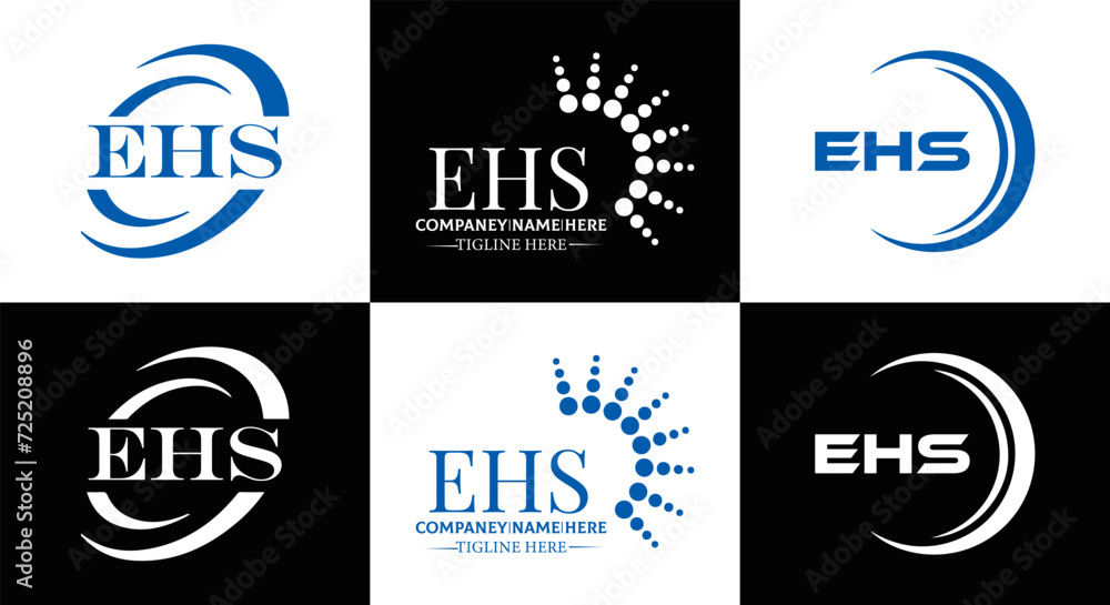 EHS logo. E H S design. EHS letter. EHS, E H S letter logo SET design ...