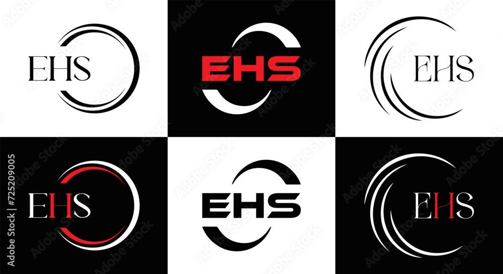 EHS logo. E H S design. EHS letter. EHS, E H S letter logo SET design ...