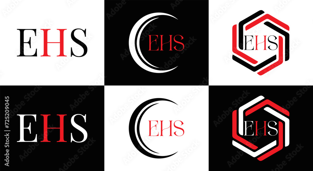EHS logo. E H S design. EHS letter. EHS, E H S letter logo SET design ...