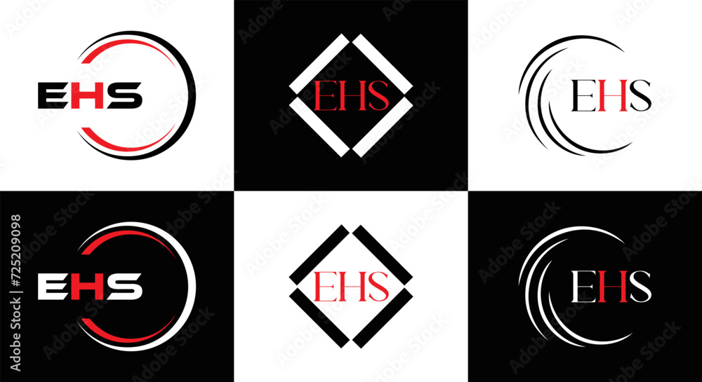 EHS logo. E H S design. EHS letter. EHS, E H S letter logo SET design. Initial letter EHS linked ...