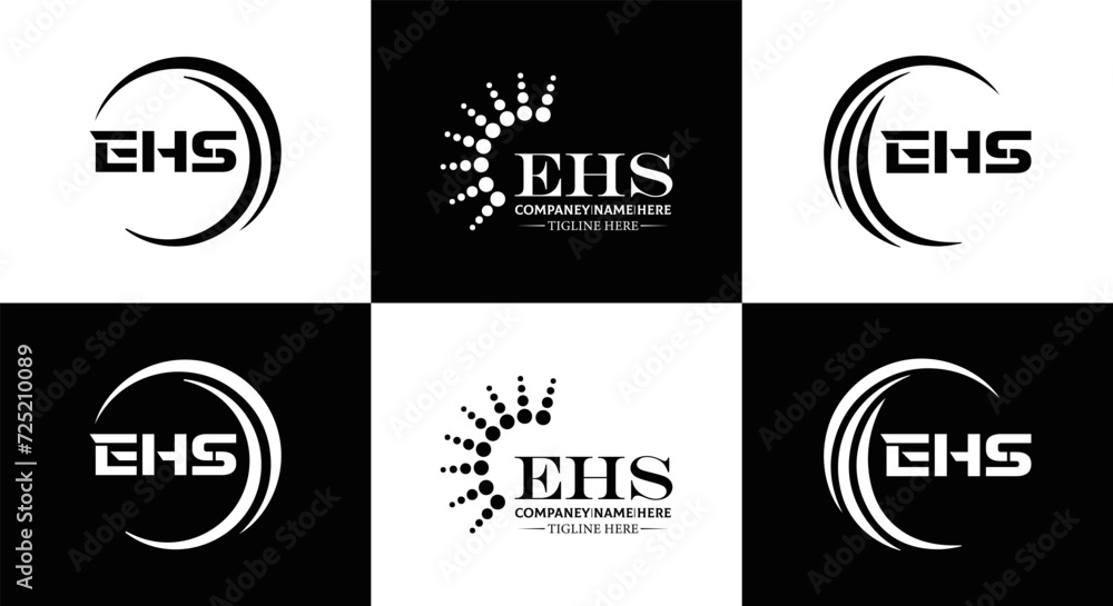 EHS logo. E H S design. WhitE H SHS letter. EHS, E H S letter logo SET ...