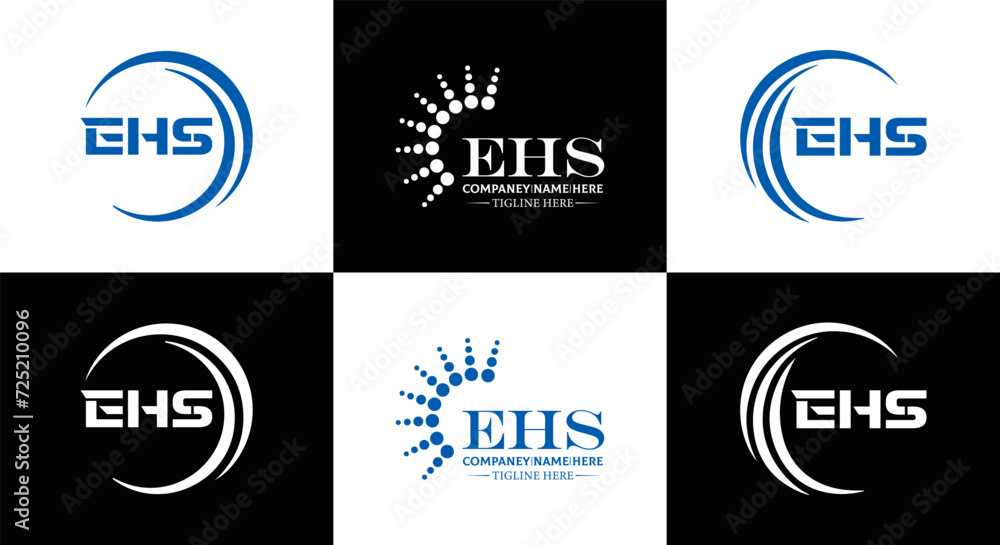 EHS logo. E H S design. WhitE H SHS letter. EHS, E H S letter logo SET ...