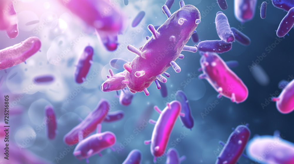 Digital illustration of Clostridium botulinum bacteria and viruses ...