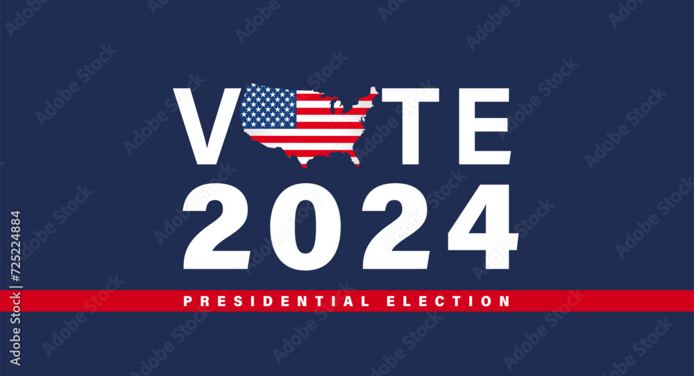 Vote 2024 Election day with USA flag in map. Presidential Election 2024 ...