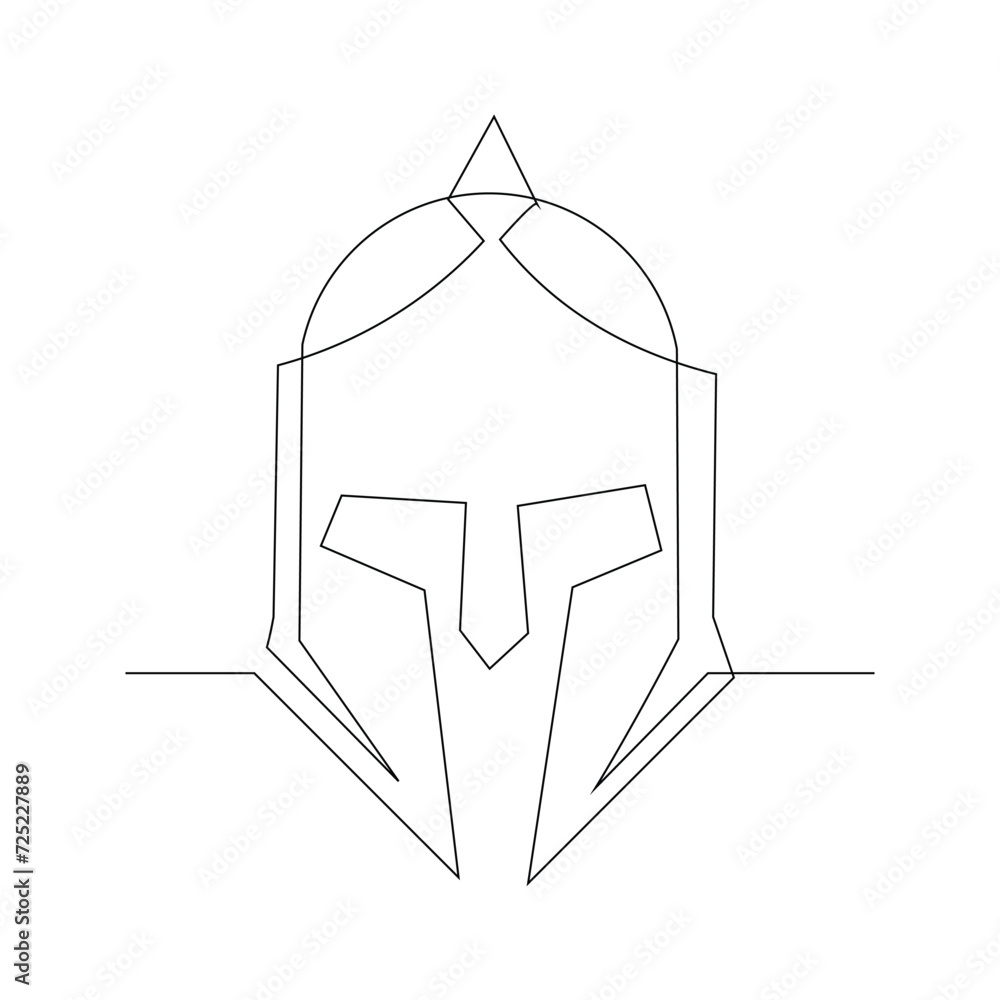 Vecteur Stock Continuous single line sketch drawing of knight warrior ...