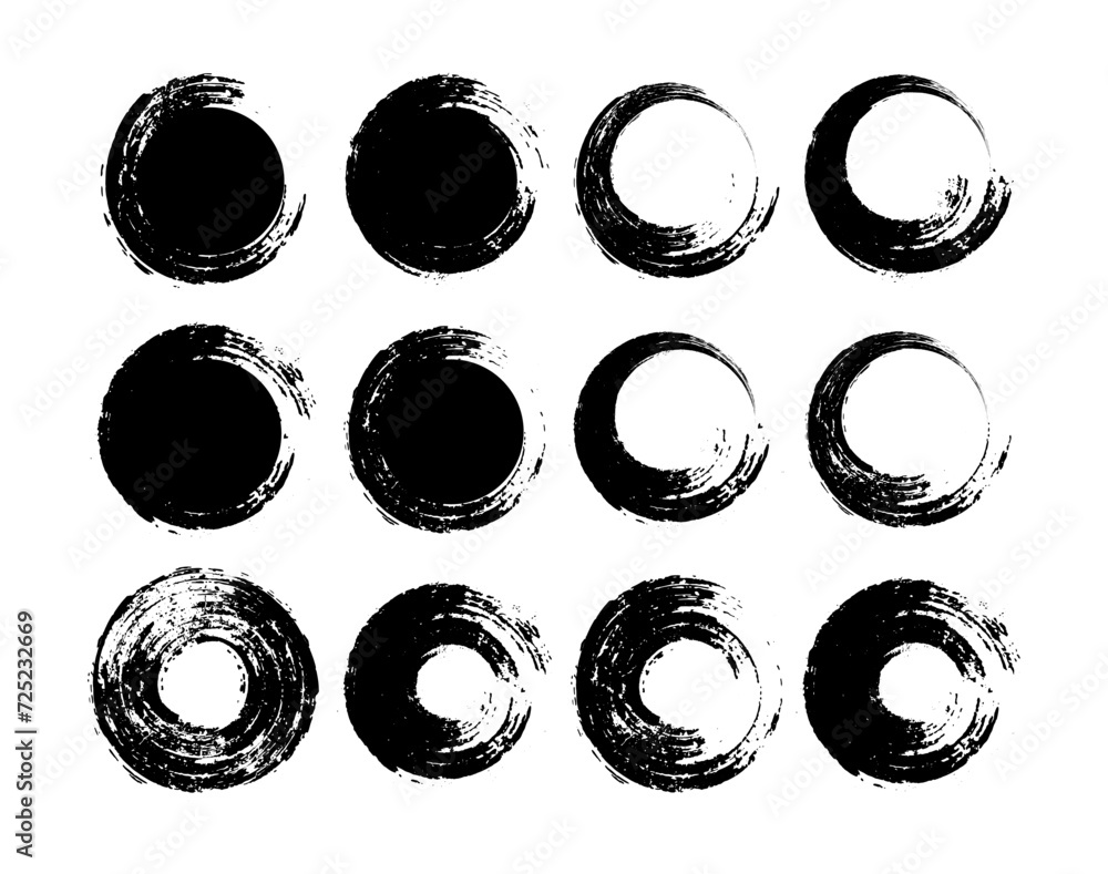 set of black and white circles frame, set of black and white vector ...