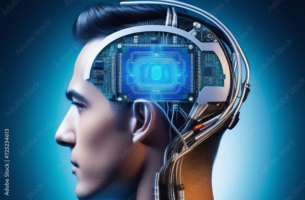 An implanted neurochip in the human brain, a humanoid robot, a robotic ...