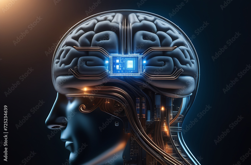 An implanted neurochip in the human brain, a humanoid robot, a robotic ...