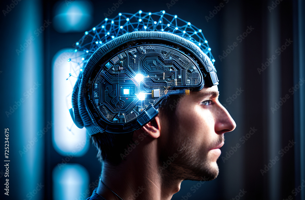 An implanted neurochip in the human brain, a humanoid robot, a robotic ...