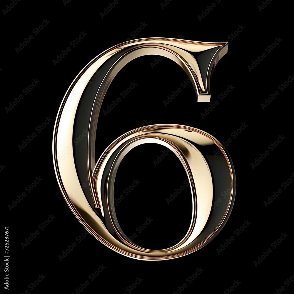 Number 6 Logo Golden Shiny Icon Style Generative AI Stock Illustration ...