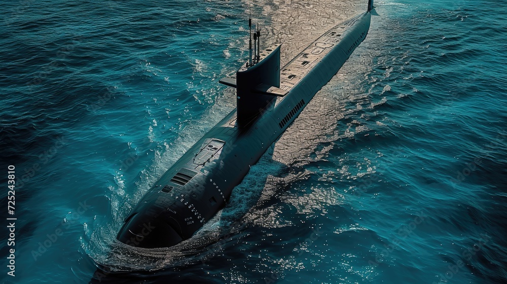 Submarine passing in the sea. Aerial high view. Generative AI. Stock ...
