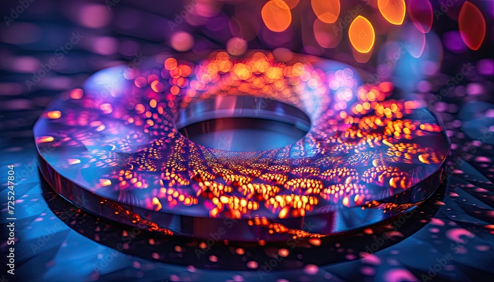 a holographic shape that has a unique pattern and changes color when ...