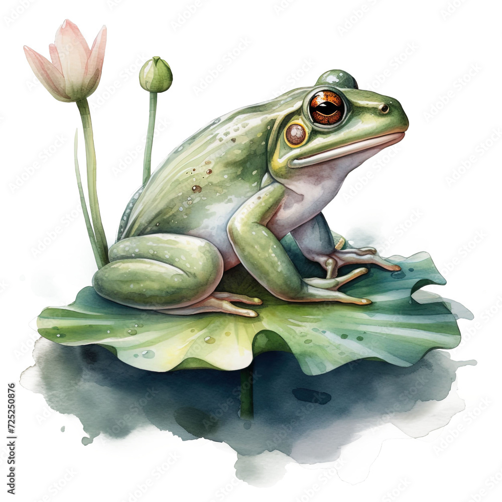 Watercolor style frog on transparent isolate, frog clipart, children's ...