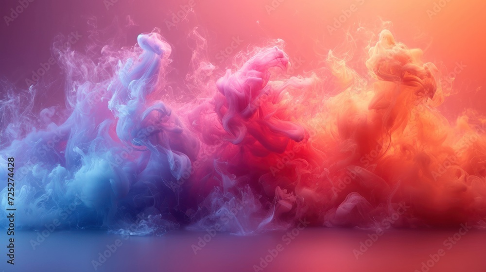 a group of different colored smokes on a purple, orange, and pink ...