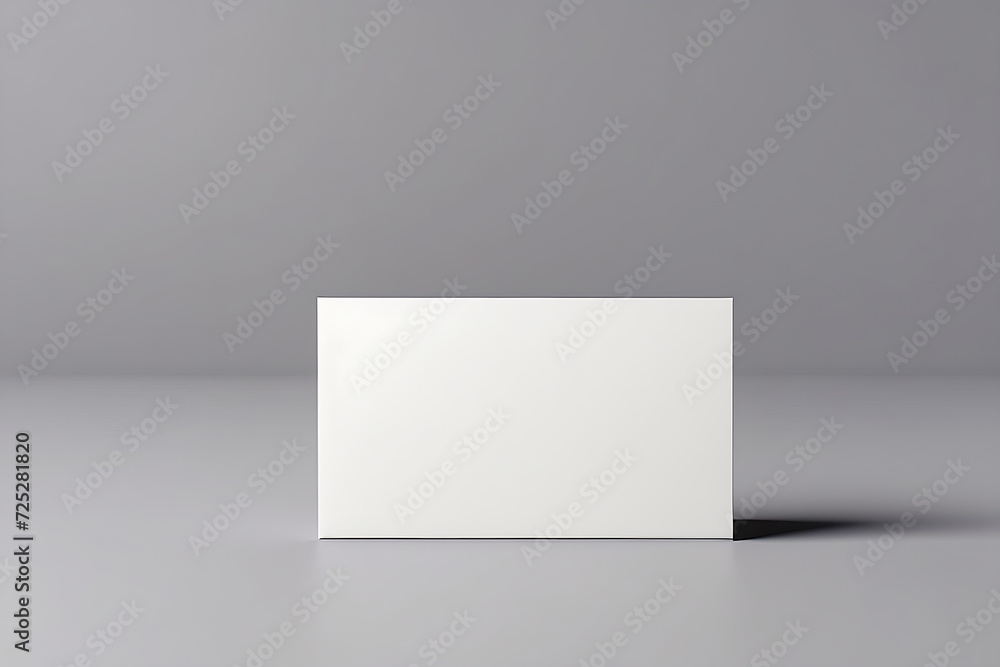 White color blank business card mockup on gray background, Realistic 3D ...
