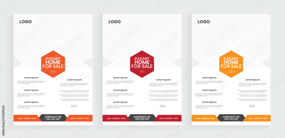 Real estate flyer design. New home sale flyer set of bundle. EPS-10 ...