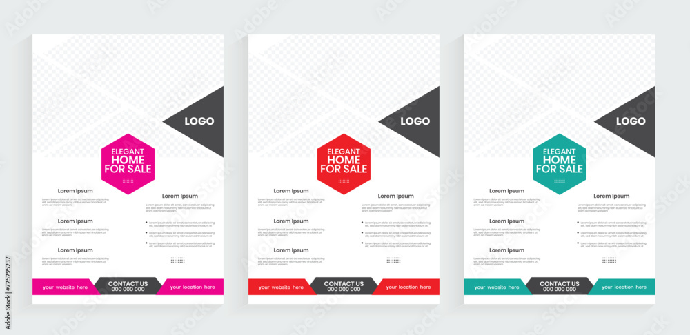 Real estate flyer design. New home sale flyer set of bundle. EPS-10 ...