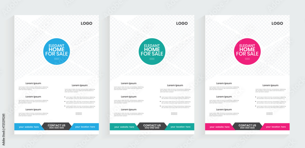 Real estate flyer design. New home sale flyer set of bundle. EPS-10 ...