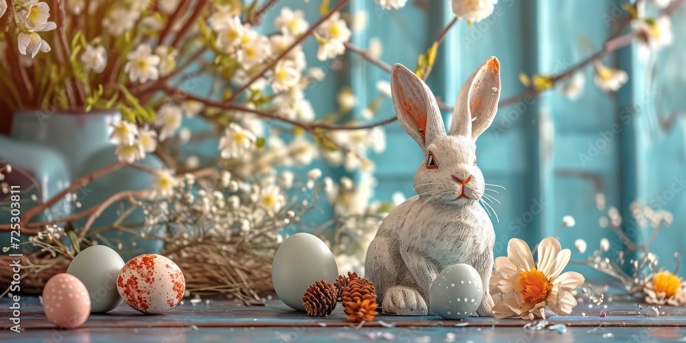 Rabbit with eggs, adding a playful twist to the Easter festivities, as ...