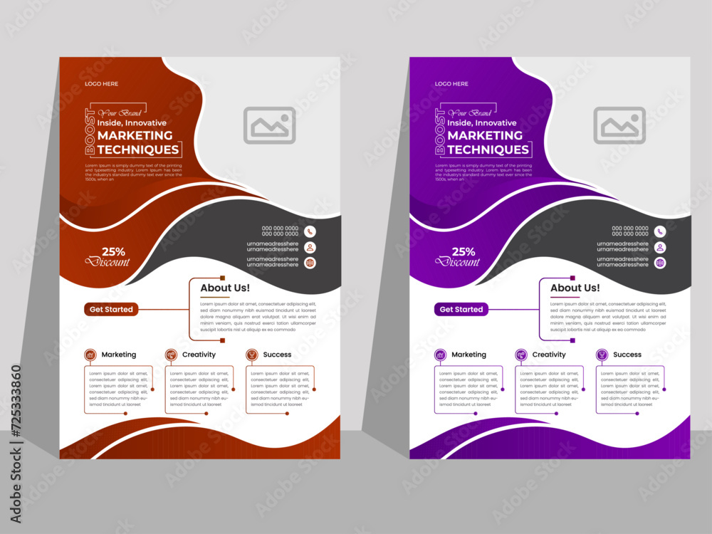 Curve Flyer Design, Creative Curve Flyer Design Template, Two Color ...