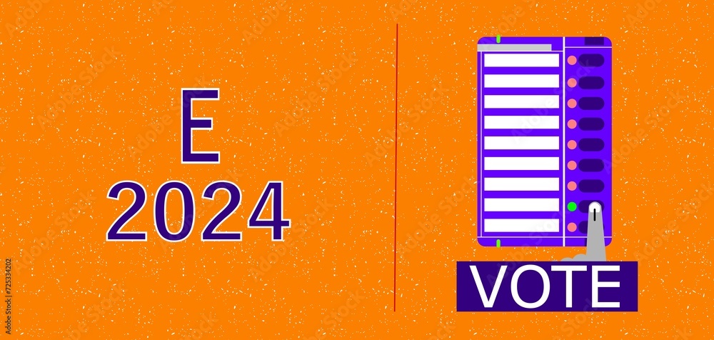 Electronic Voting Machine (EVM) design banner isolated on a pattern ...
