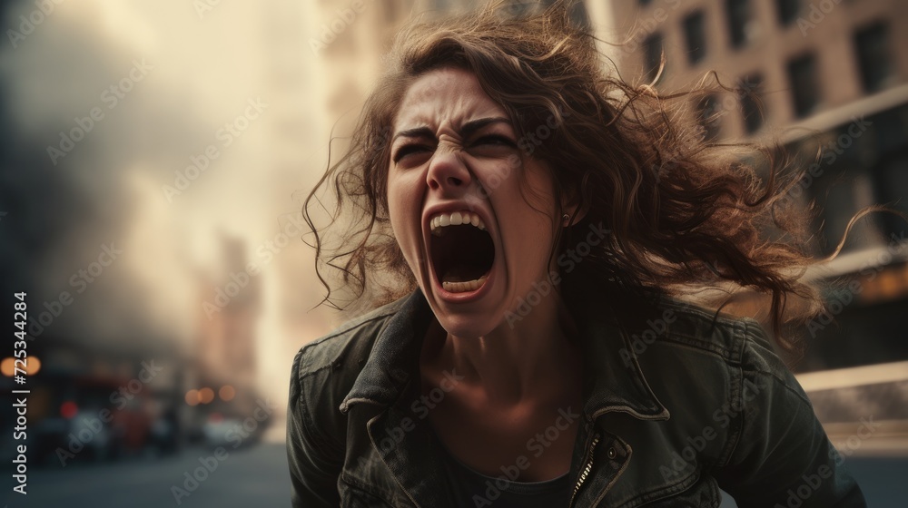 An expression of anger overtakes the woman's face as she vents her ...