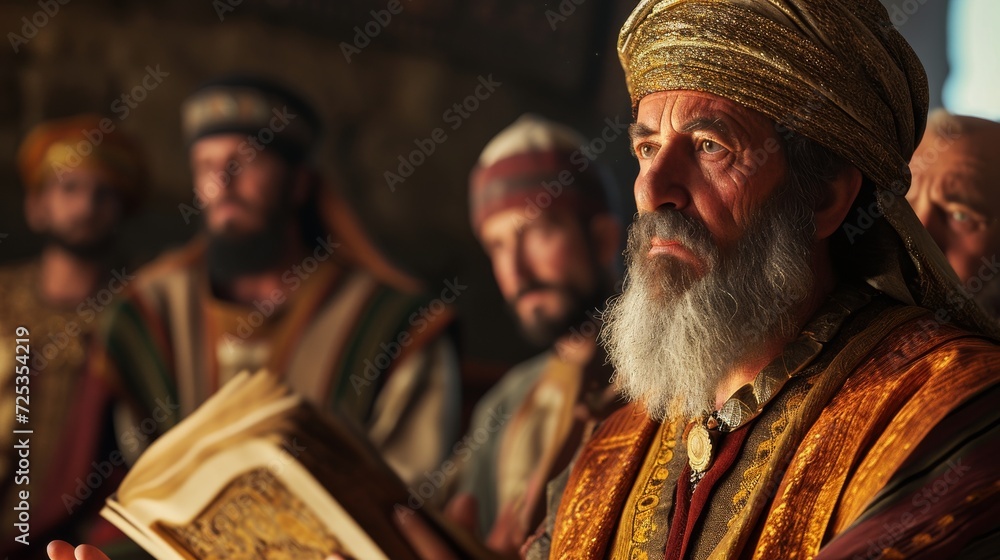 Paul from Bible stories in his 50s preaching bible to the king of ...
