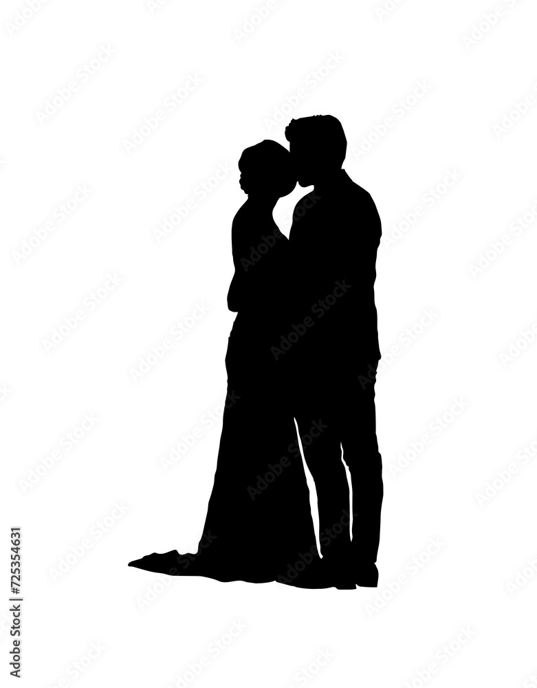 Romantic Couple Vector Illustration Of A Silhouette Of A Loving Couple