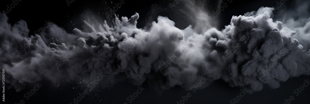 Black charcoal powder dust paint white explosion explode burst isolated ...