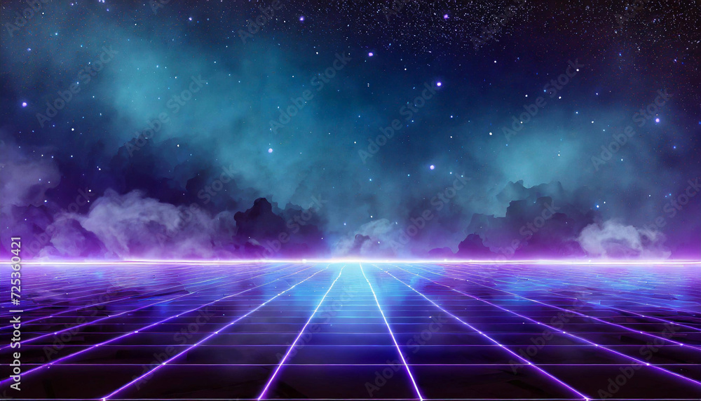 Synthwave vaporwave retrowave cyber background with copy space, laser ...