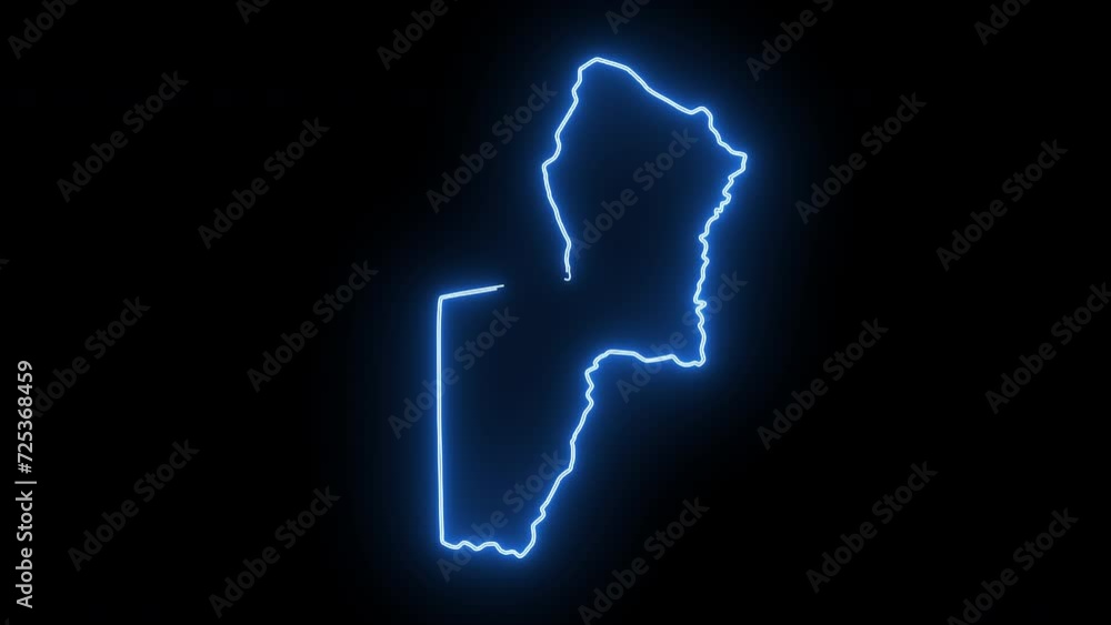 Animated map of General Santos in the Philippines with a glowing neon ...