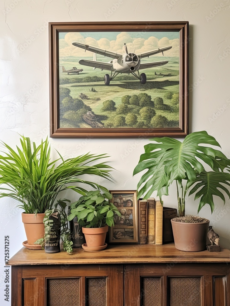 Vintage Aviation Prints: Framed Propeller Planes, Beach Scene Painting ...