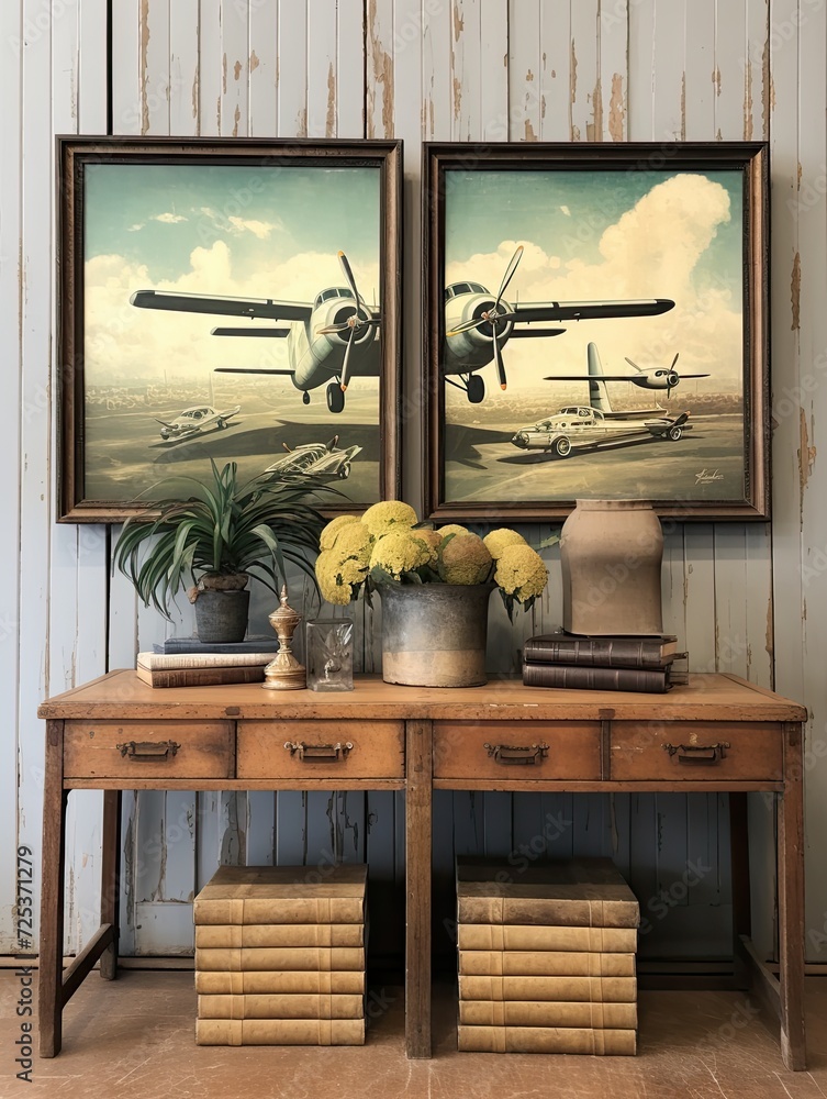 Vintage Aviation Prints: Old World Charm of Framed Propeller Planes in ...