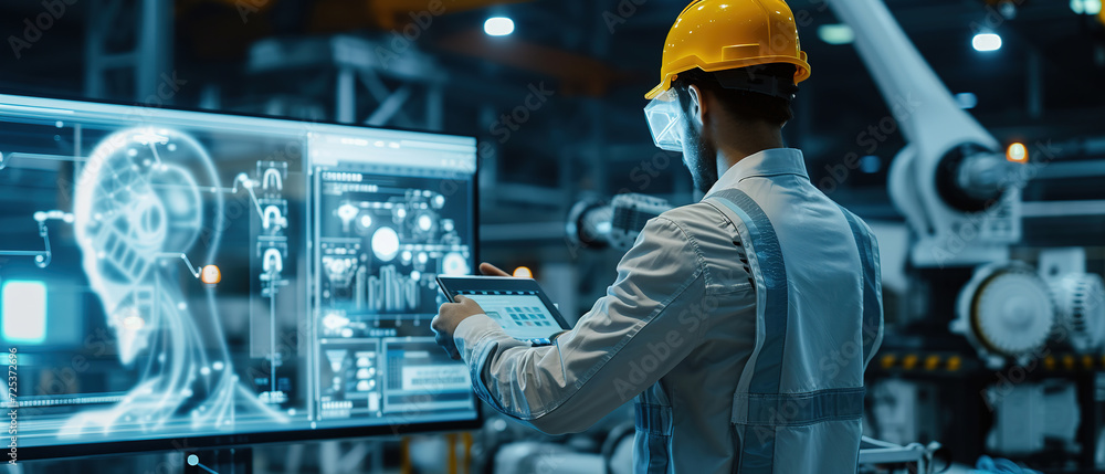 wallpaper of a high resolution craftsman with AI assistant and robot ...