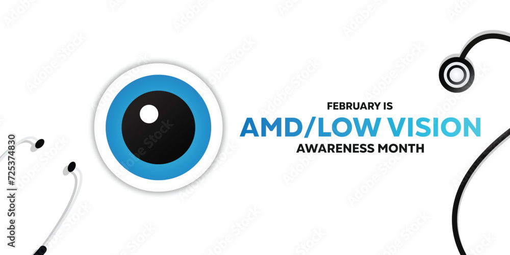 AMD Low vision awareness month. With vector illustration of eye and ...