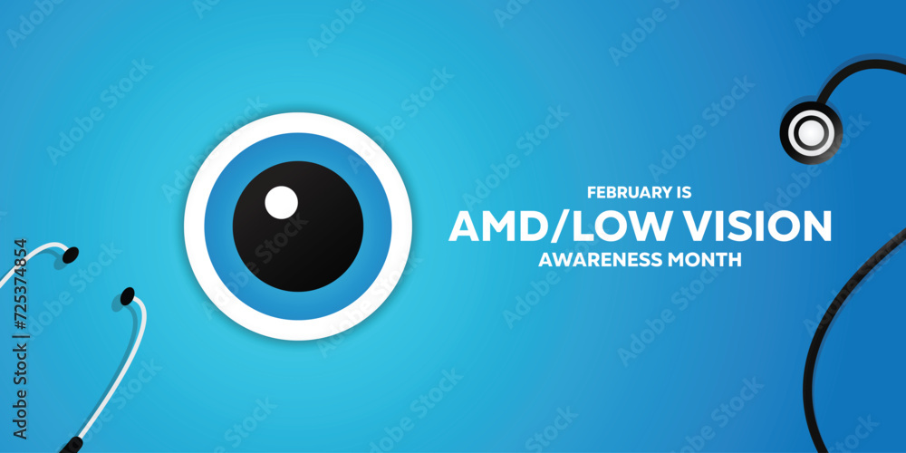 AMD Low vision awareness month. With vector illustration of eye and ...