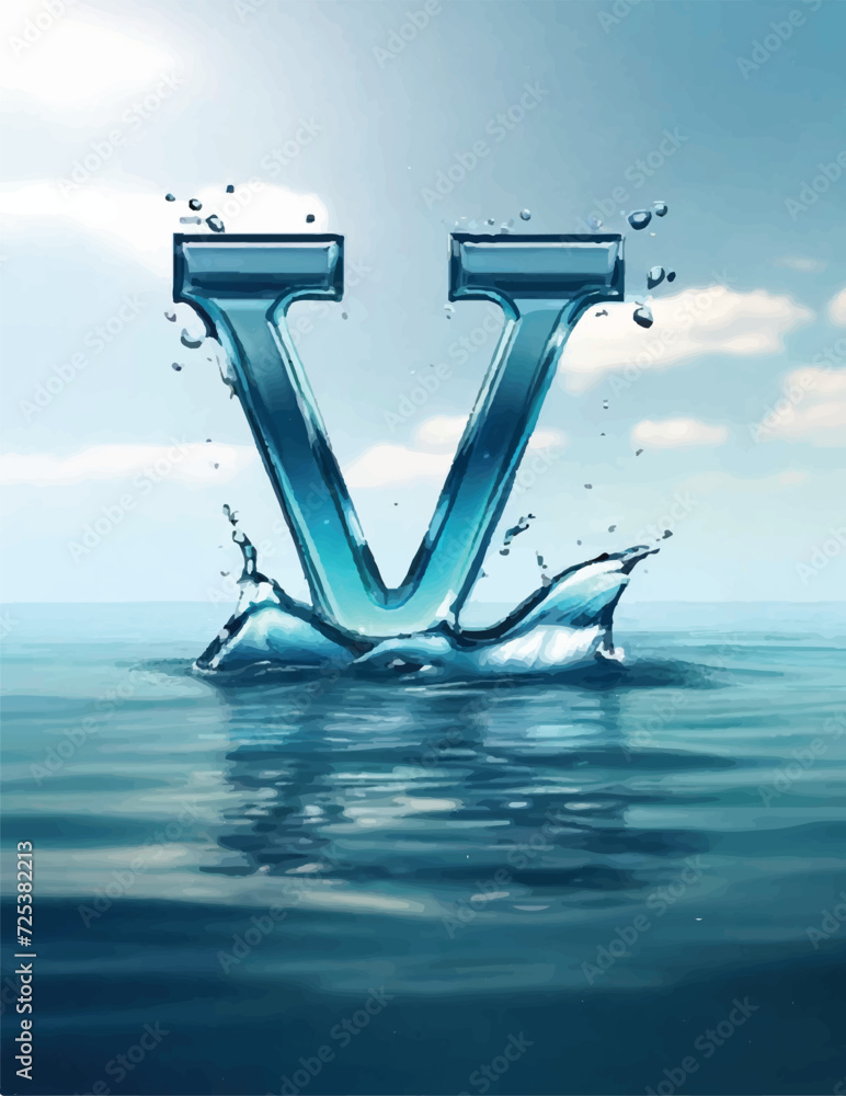 splash in the water alphabet letter v water text effect typography ...