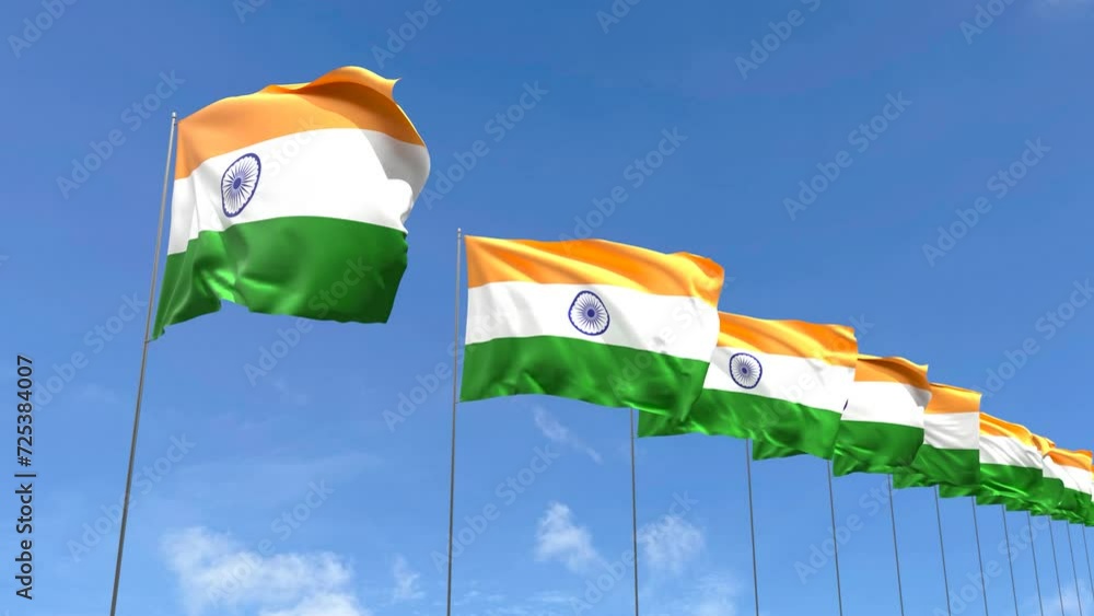 Looping video of India flag Waving on blue sky background, Loop ...