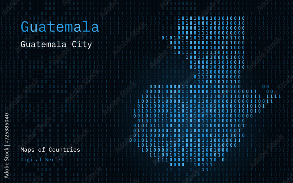Guatemala Map Shown in Binary Code Pattern. TSMC. Green Matrix numbers ...