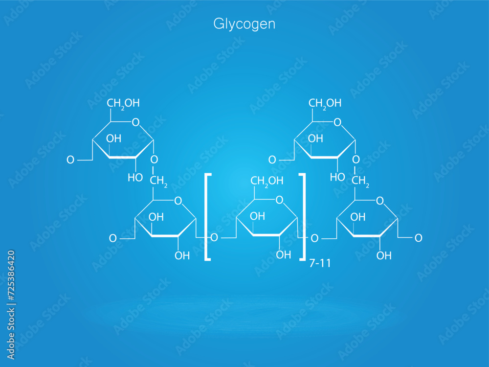 Chemical structure of glycogen on blue background Stock Vector | Adobe ...
