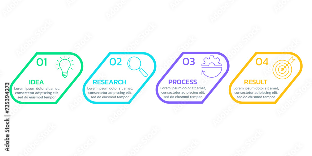 4 step info graphic. Process diagram, chart with business icons. Four ...