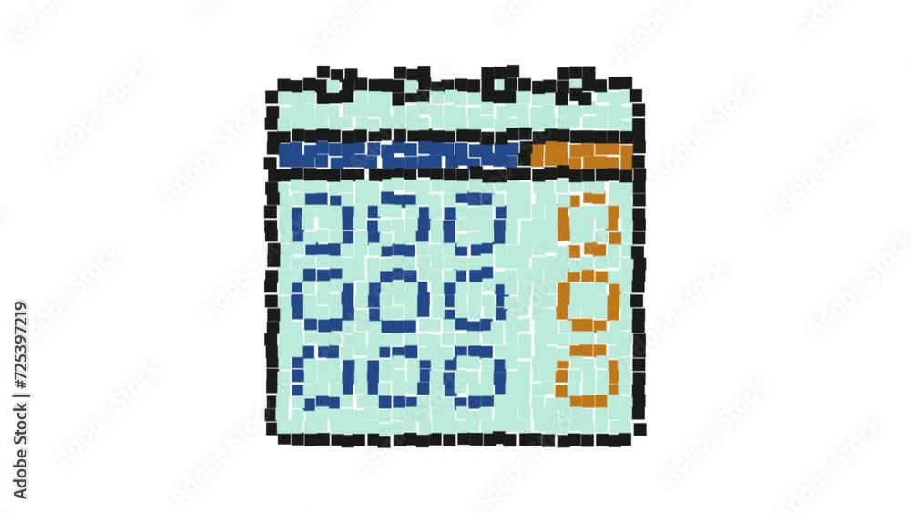 Animated Pixel icon. Paper wall calendar. Marking days of week, months ...