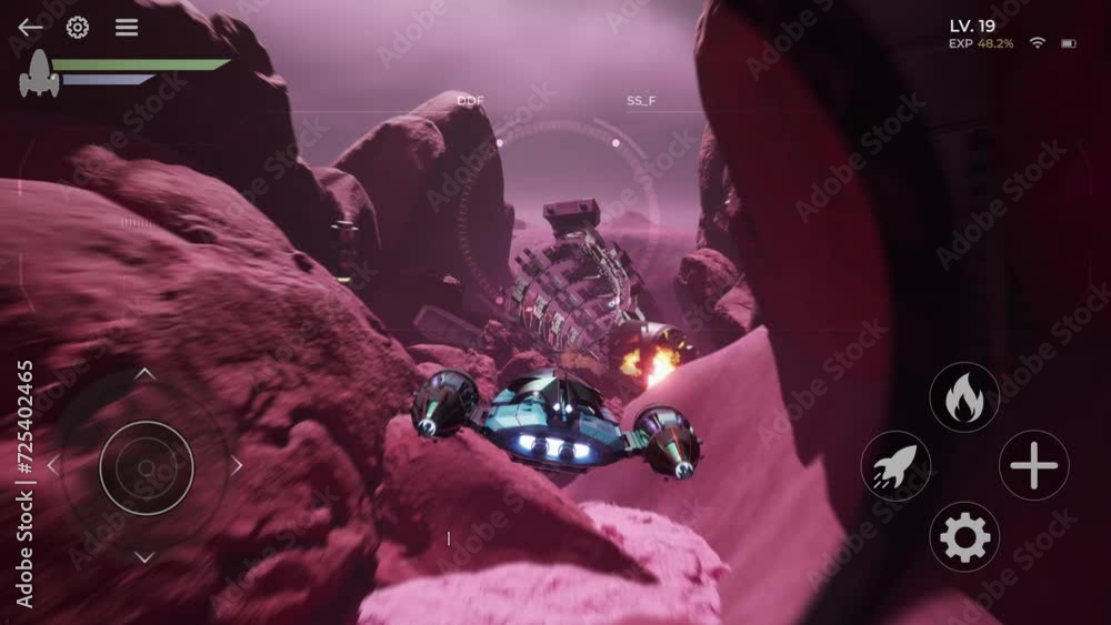 Vidéo Stock Playing the new mobile game about faraway universes. Flying ...
