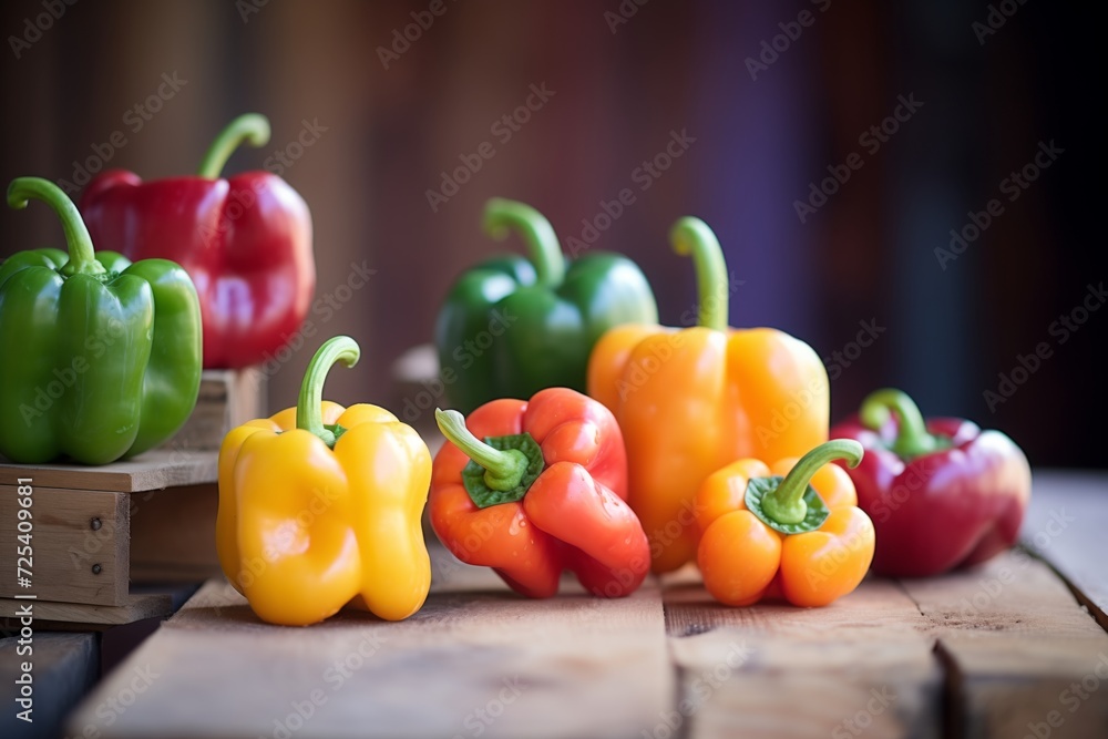 farm-fresh organic bell peppers in multiple colors Stock Photo | Adobe ...