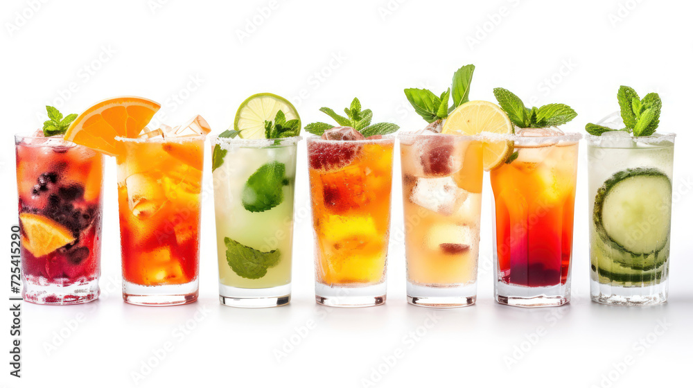 Alcohol Cocktail Mocktail. Many assorted different range types isolated ...
